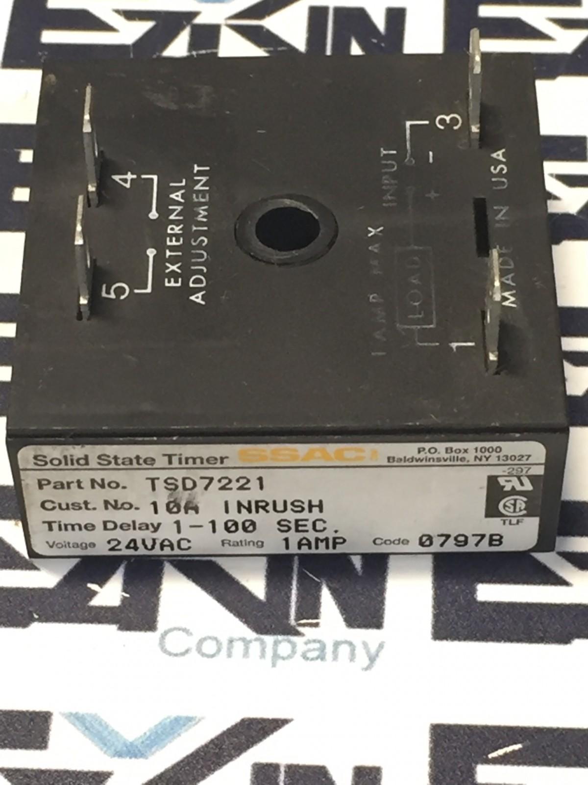 SSAC TSD7221 Solid State Timer 24VAC 1Amp 1-100Sec