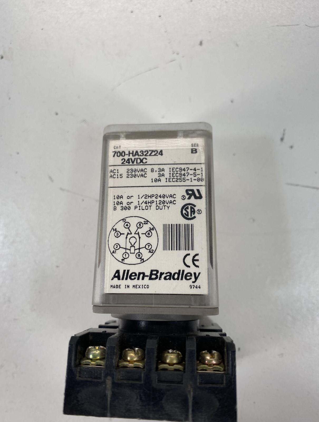 Allen Bradley 700-HA32Z24 SER.B Relay 24VDC Coil 230VAC 10Amp W/Socket