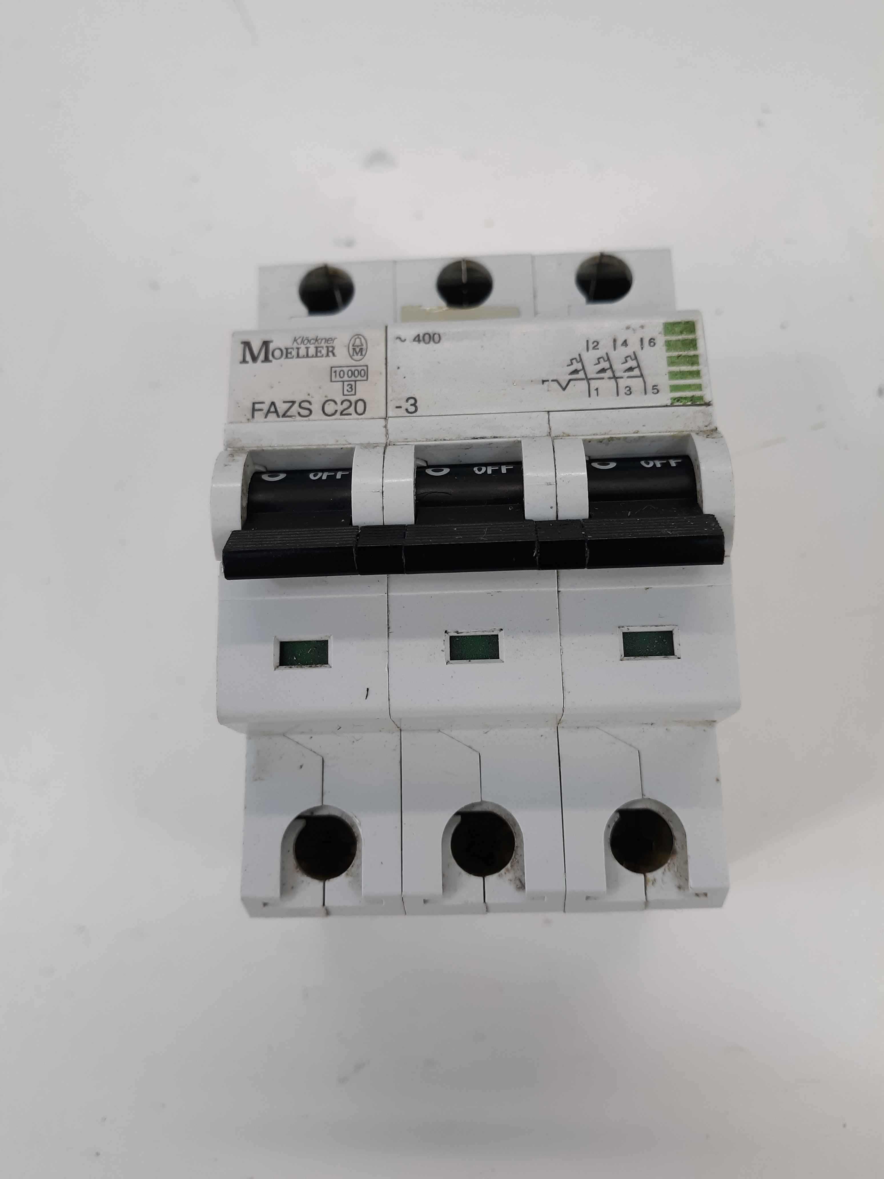 Klockner Moeller FAZS C20 -3 3-Pole Circuit Breaker, 400VAC 20Amp