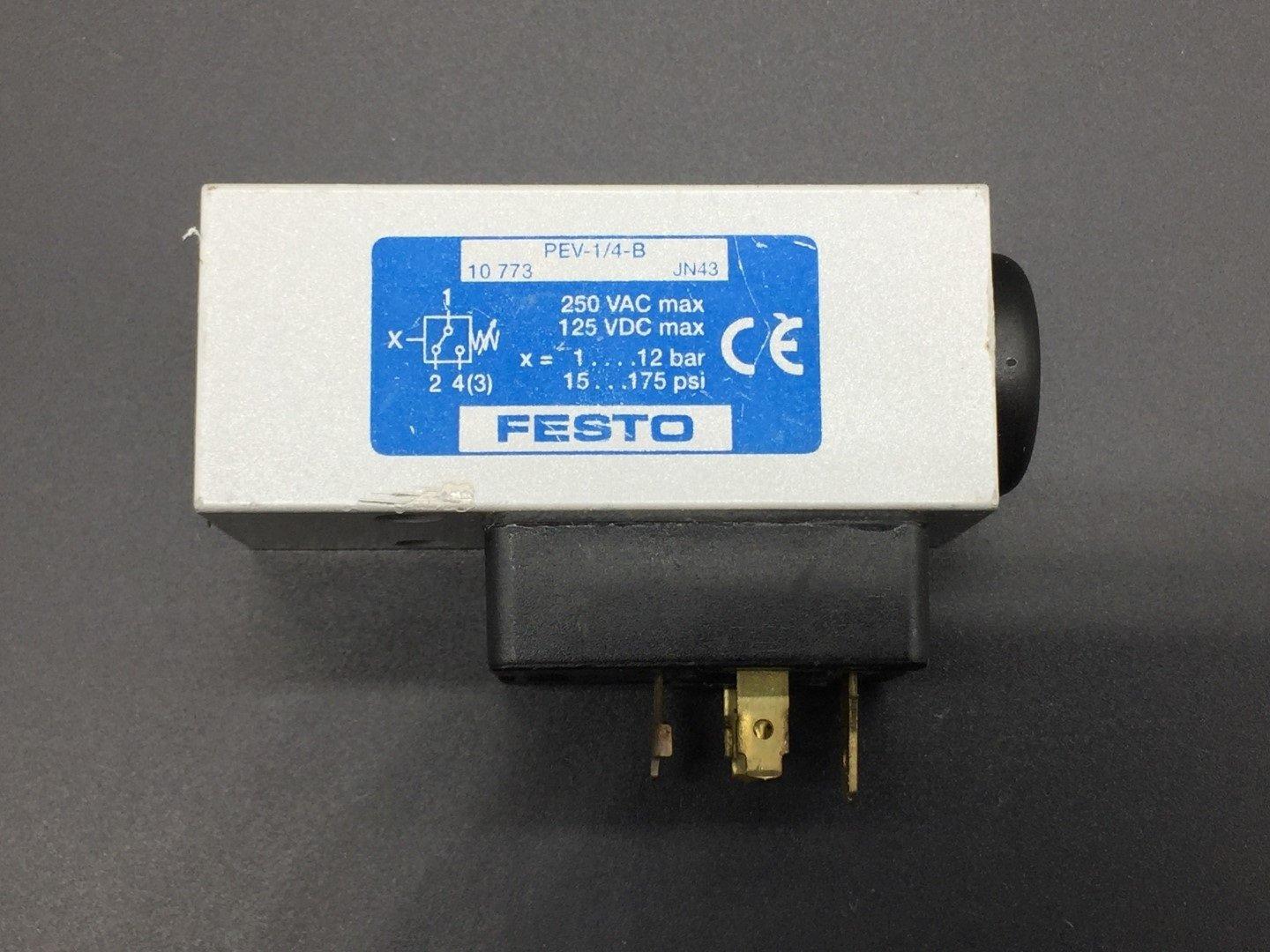 Festo PEV-1/4-B Pressure Switch 15-175Psi PN# 10773
