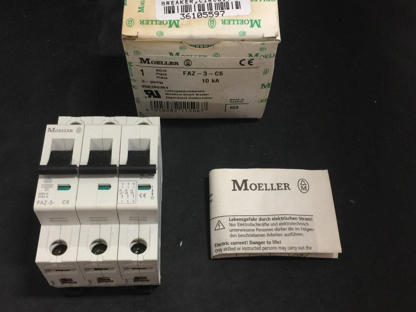 MOELLER FAZ-3-C6 MINIATURE CIRCUIT BREAKER 6 AMP 10KVA