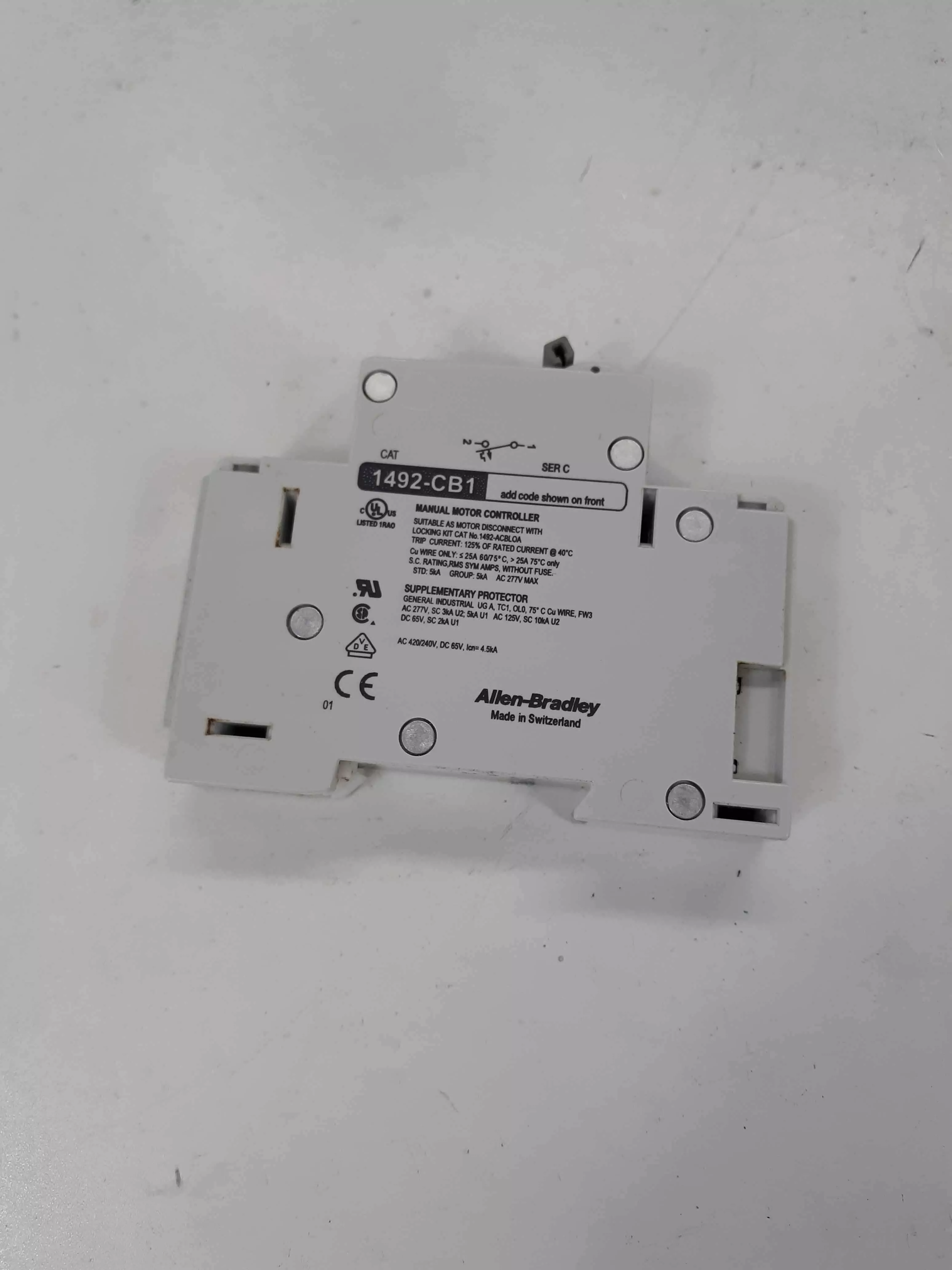 Allen Bradley 1492-CB1 SER.C 1-Pole Circuit Breaker, 1-Phase 277VAC ...