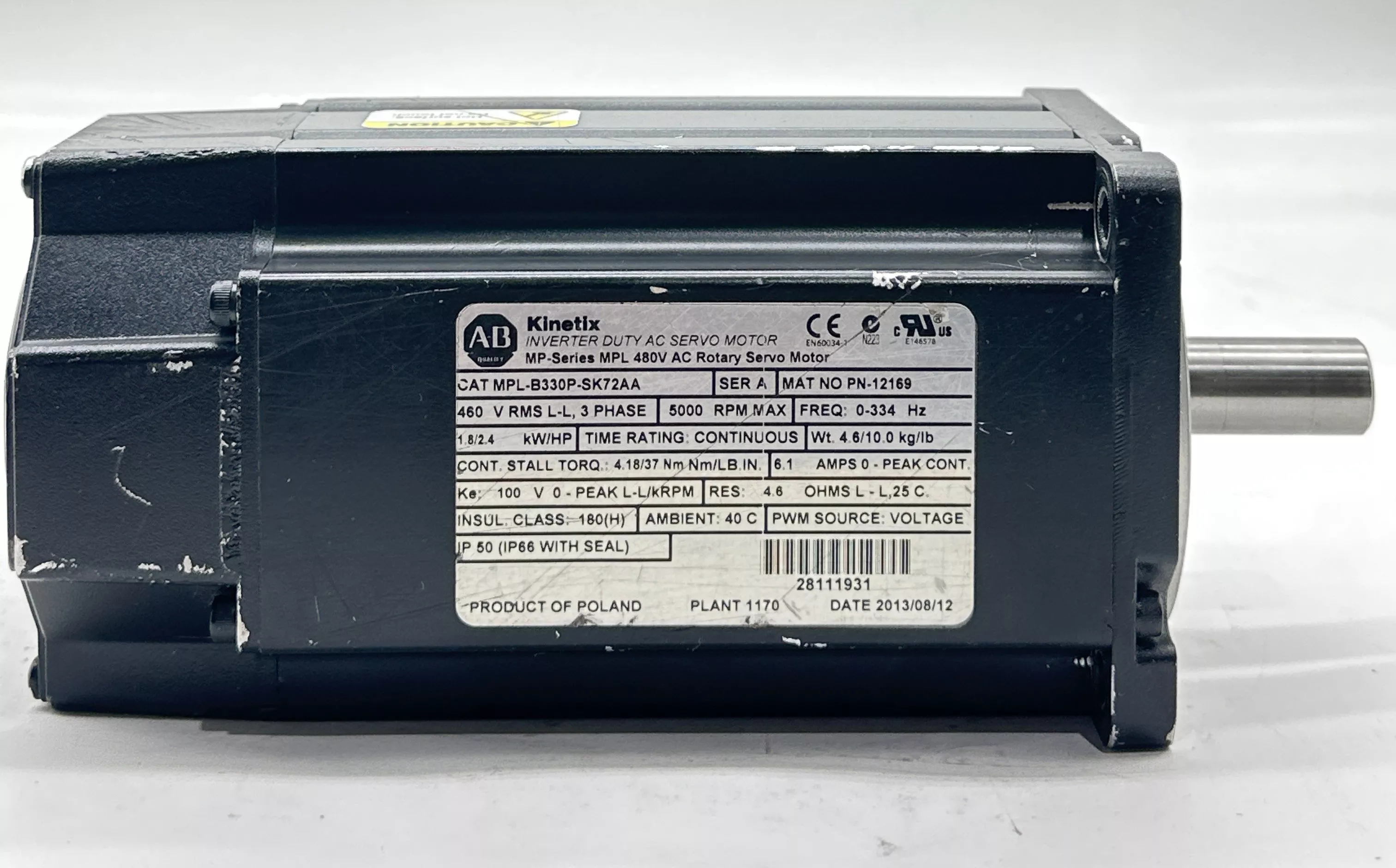 Allen-Bradley MPL-B330P-SK72AA SER.A AC Servo Motor 2.4HP