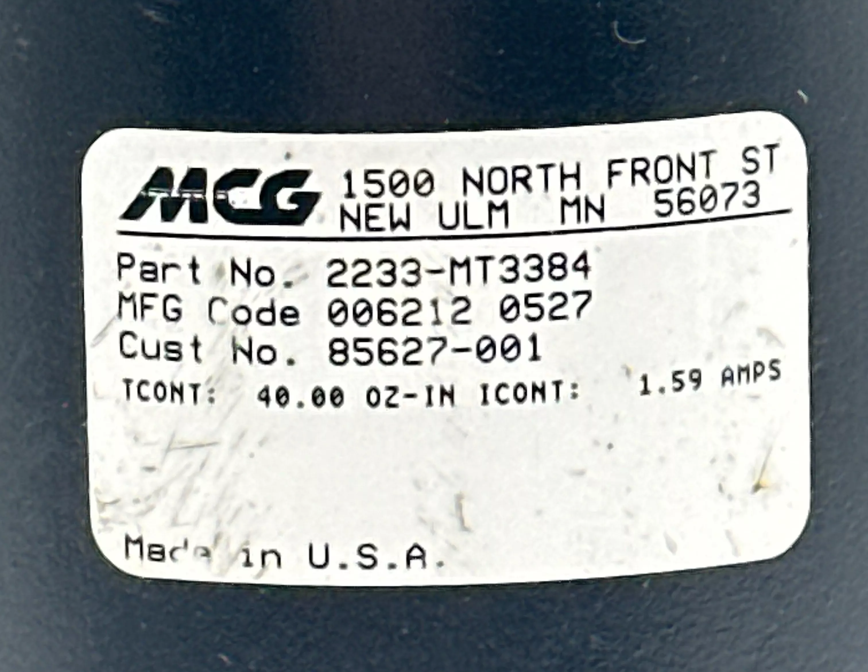 MCG 2233-MT3384 DC Servo Motor, 1.59A