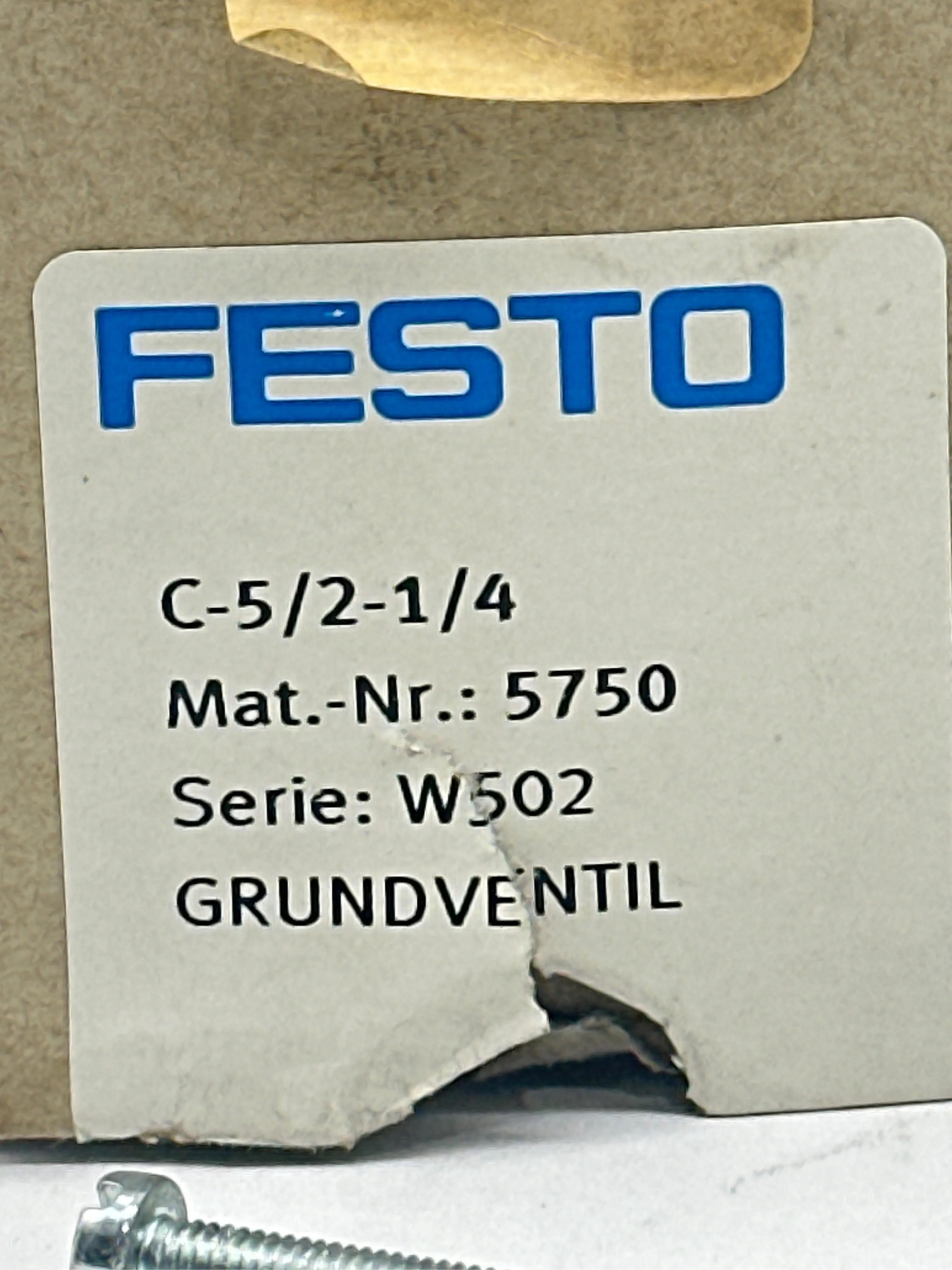Festo C-5/2-1/4 Directional Control Valve Base Plate PN5750